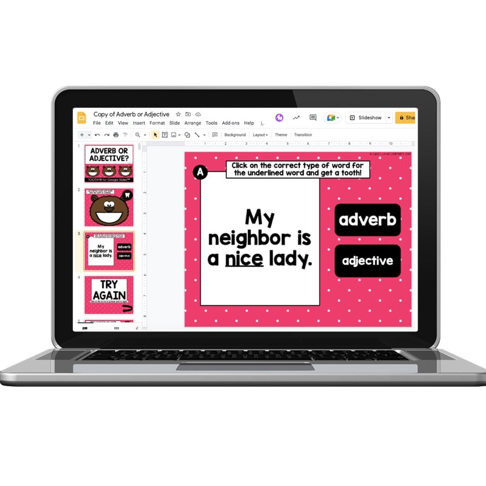 Digital Toothy - Reading Comprehension - 2nd & 3rd Grade - Adjective or ...