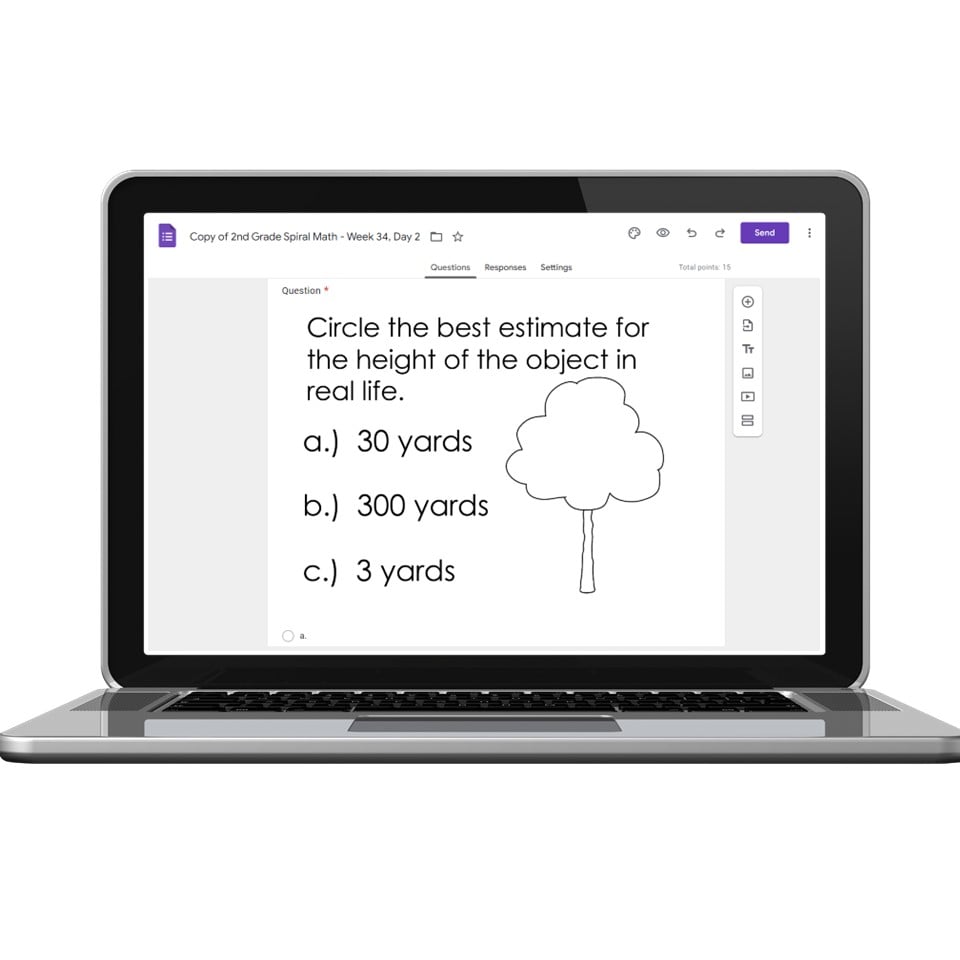 Digital 2nd Grade Spiral Math - Week 34 - Day 2 - Lucky Little Learners