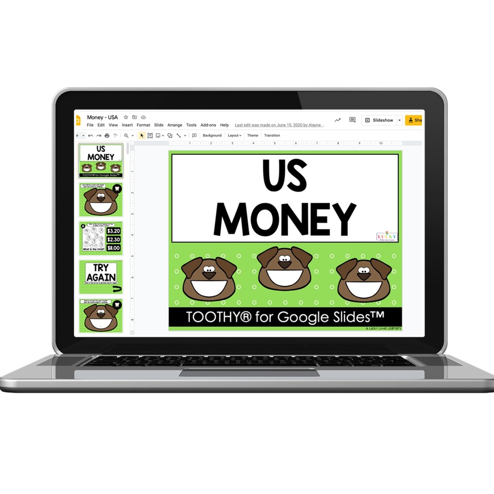 Digital Toothy - Math - 3rd Grade - US Money - Lucky Little Learners