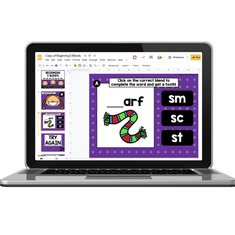 Digital Toothy - Phonics - 1st & 2nd Grade - Beginning S Blends - Set 1 ...