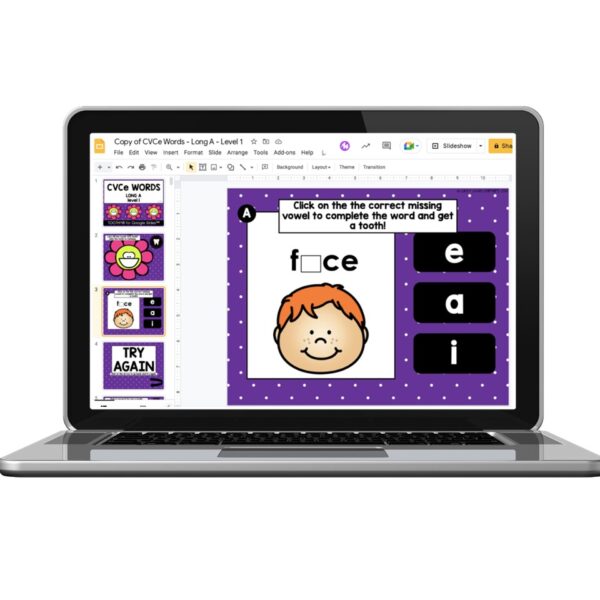 Digital Toothy - Phonics - 1st & 2nd Grade - CVCe Words - Long A ...