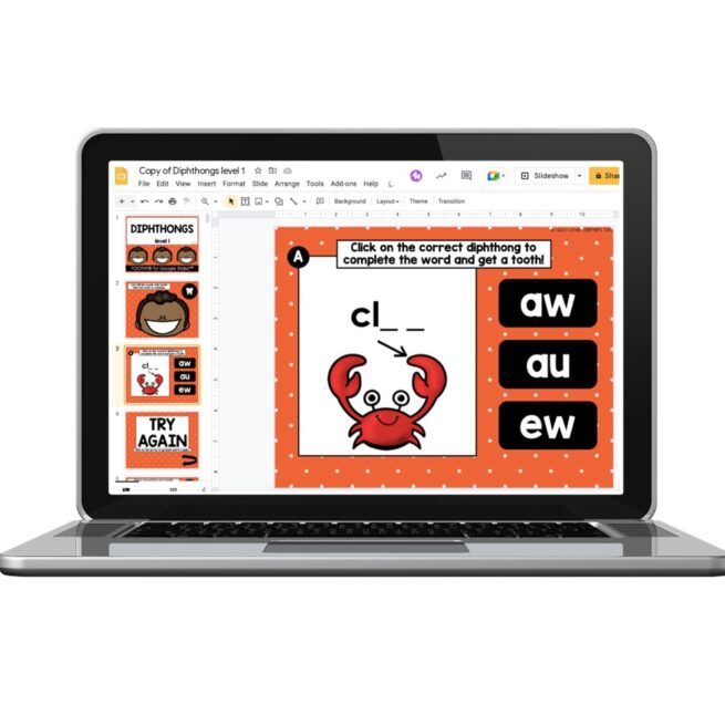Digital Toothy - Phonics - 1st & 2nd Grade - Diphthongs - Level 1 - Set ...