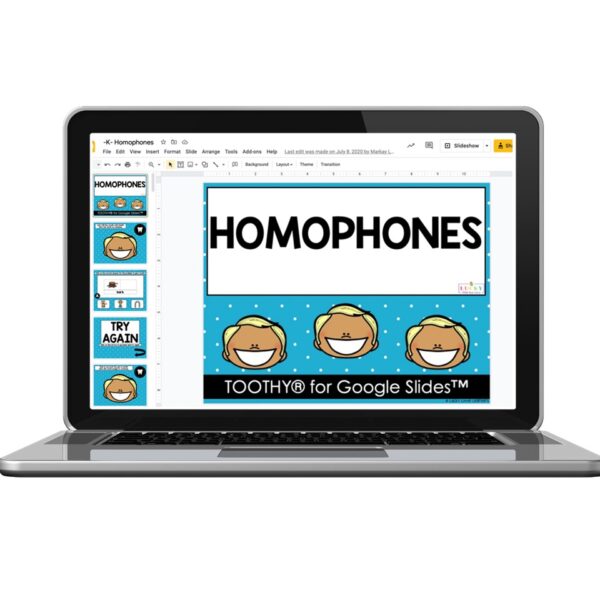 Digital Toothy - ELA - Kindergarten - Homophones - Lucky Little Learners