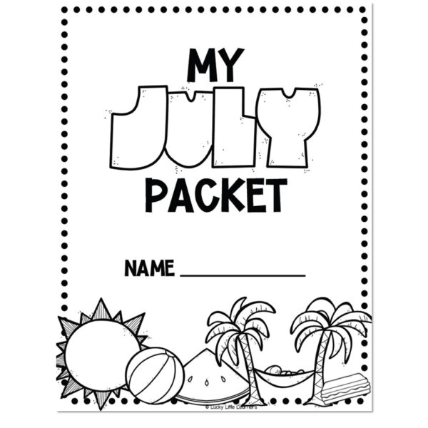 July - Early Finishers 1st Grade - Packet Cover - Lucky Little Learners