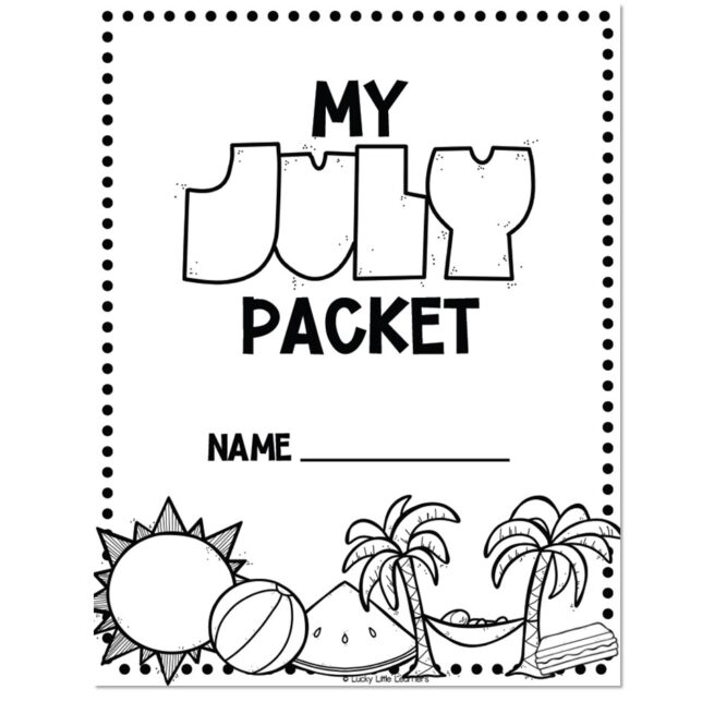 July - Early Finishers 1st Grade - Packet Cover - Lucky Little Learners