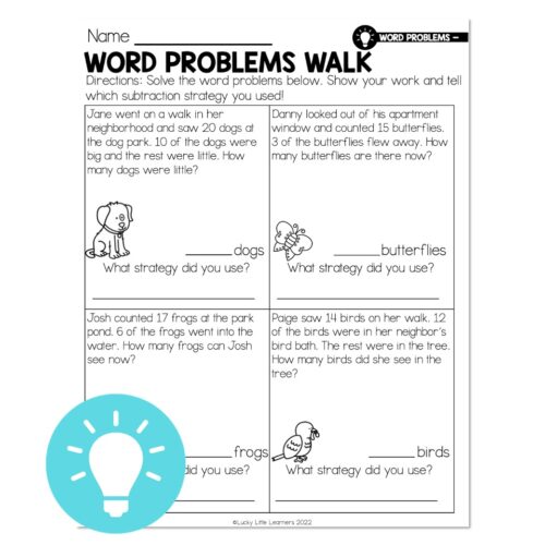 Lucky to Learn Math - Subtraction Word Problems - Lesson 2.19 - Mini ...