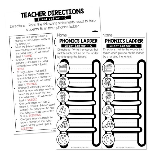 Phonics Ladders - Silent Letter - C - Lucky Little Learners