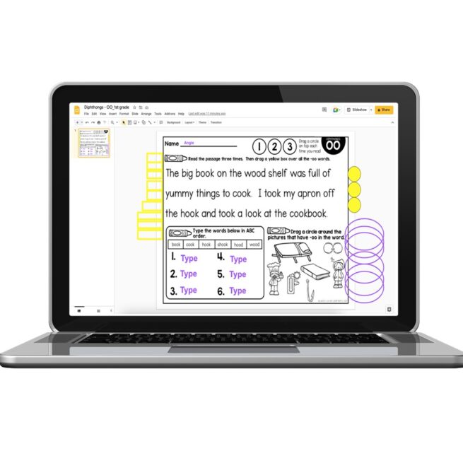 Digital 1st Grade Phonics Mats - Diphthongs - OO - Lucky Little Learners
