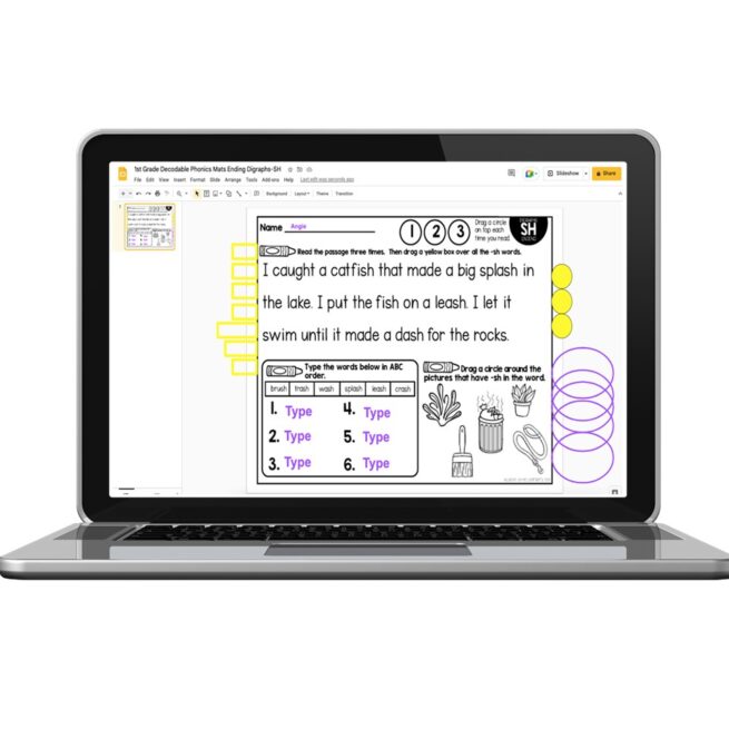 Digital 1st Grade Phonics Mats - Ending Digraphs - CH - Lucky Little ...