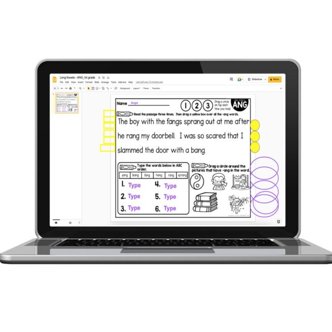Digital 1st Grade Phonics Mats - Long Vowels - ANG - Lucky Little Learners