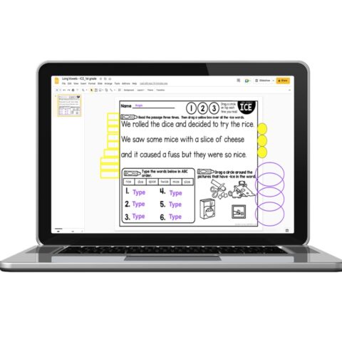 Digital 1st Grade Phonics Mats - Long Vowels - ICE - Lucky Little Learners