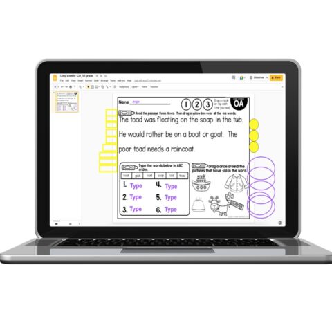 Digital 1st Grade Phonics Mats - Long Vowels - OA - Lucky Little Learners