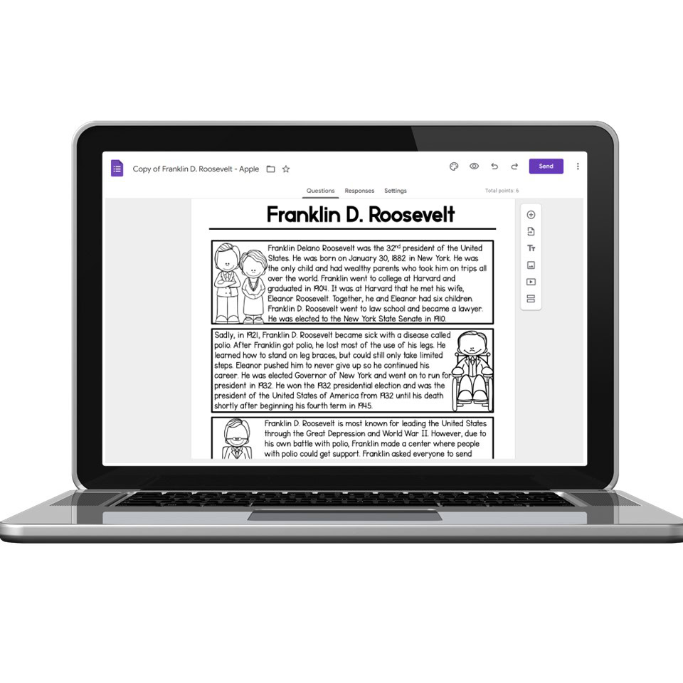 Digital 2nd Grade Reading Passages Main Idea Franklin D Roosevelt Digital 2nd Grade Reading Passages Main Idea Franklin D Roosevelt