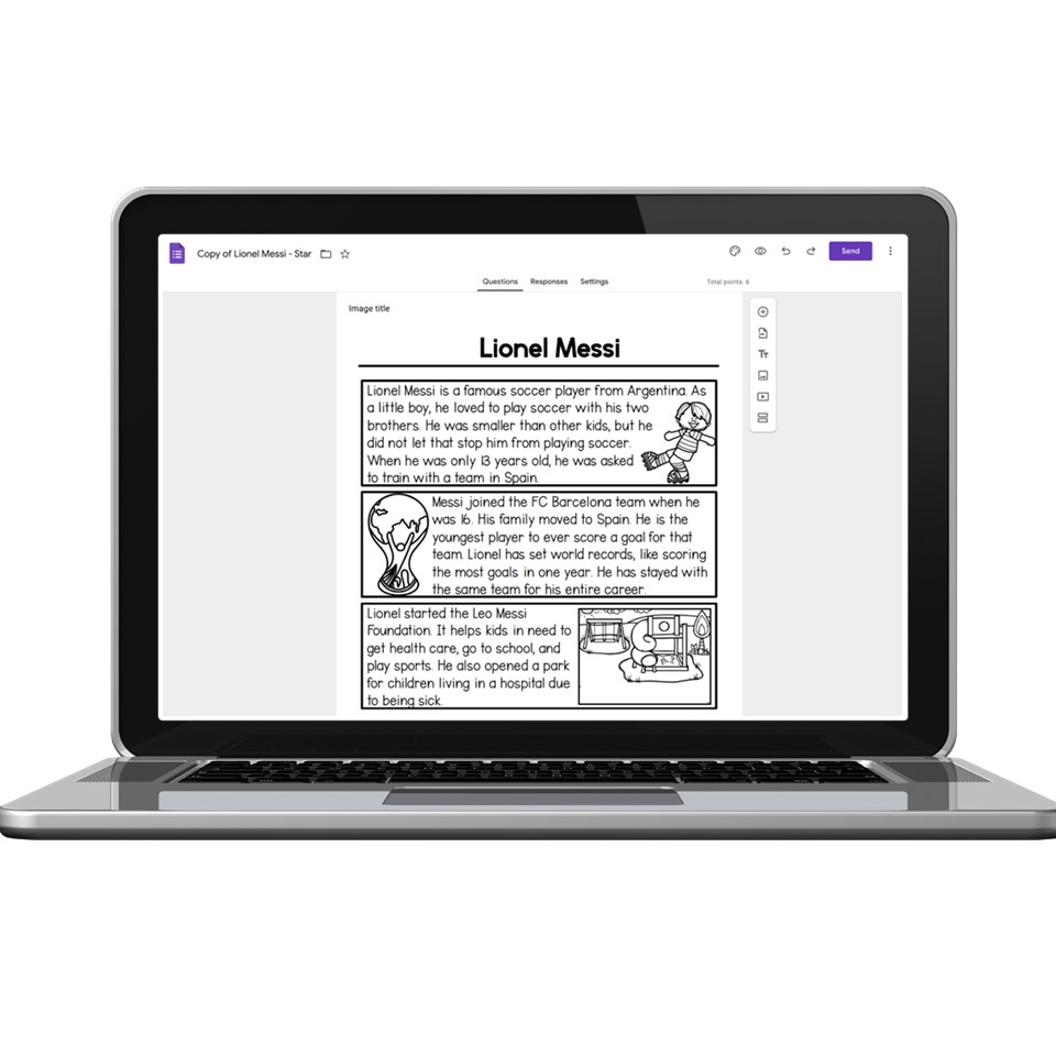 Digital 2nd Grade Reading Passages - Main Idea - Lionel Messi - Below ...