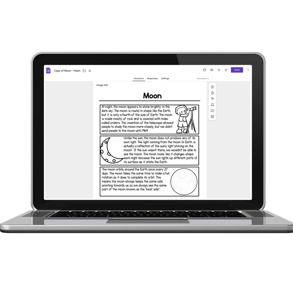 Digital 2nd Grade Reading Passages - Main Idea - Moon - At - Lucky ...