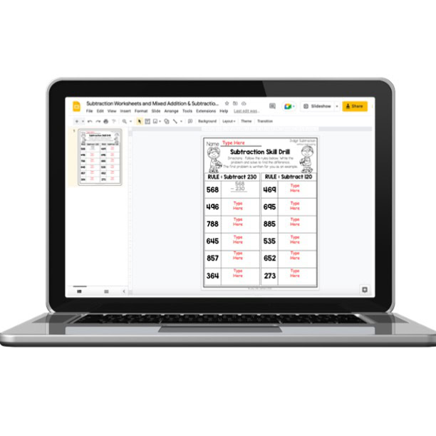 Digital 2nd Grade Math Worksheets - 3-Digit Subtraction Without ...