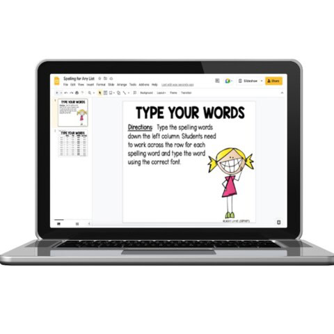 Digital Spelling Activities - Type Your Words - Lucky Little Learners