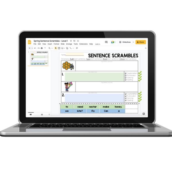 Digital Spring Sentence Scrambles - Level 1 - Page 2 - Lucky Little ...