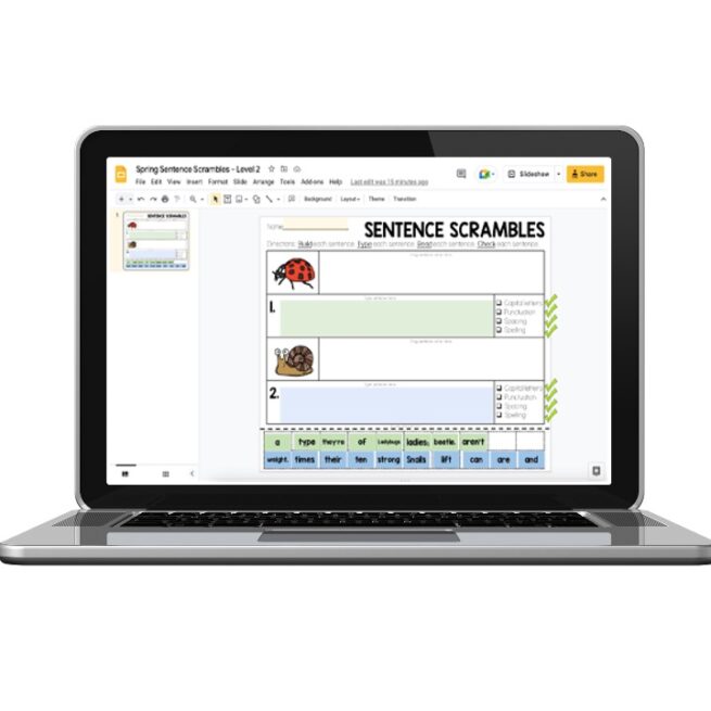 Digital Spring Sentence Scrambles - Level 2 - Page 21 - Lucky Little ...