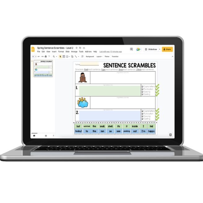 Digital Spring Sentence Scrambles - Level 2 - Page 22 - Lucky Little ...