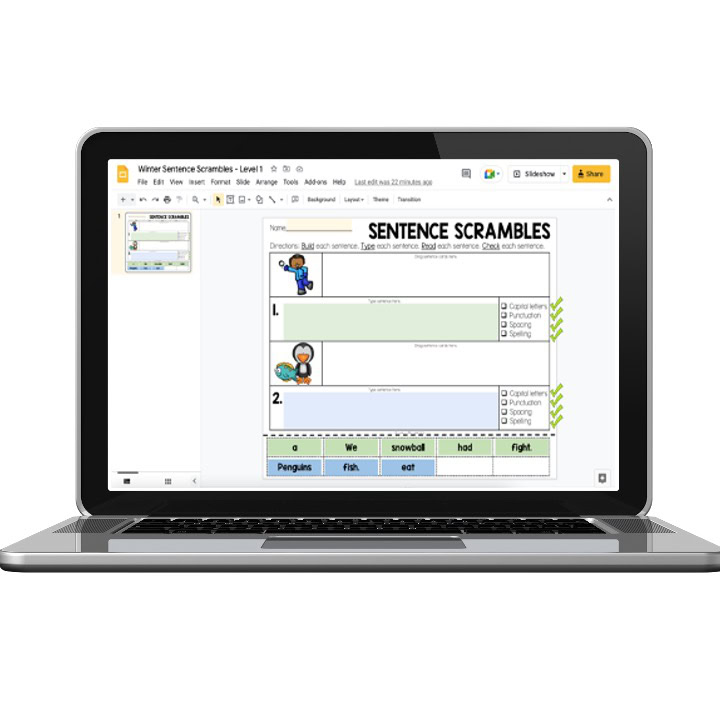 Digital Winter Sentence Scrambles - Level 1 - Page 6 - Lucky Little ...
