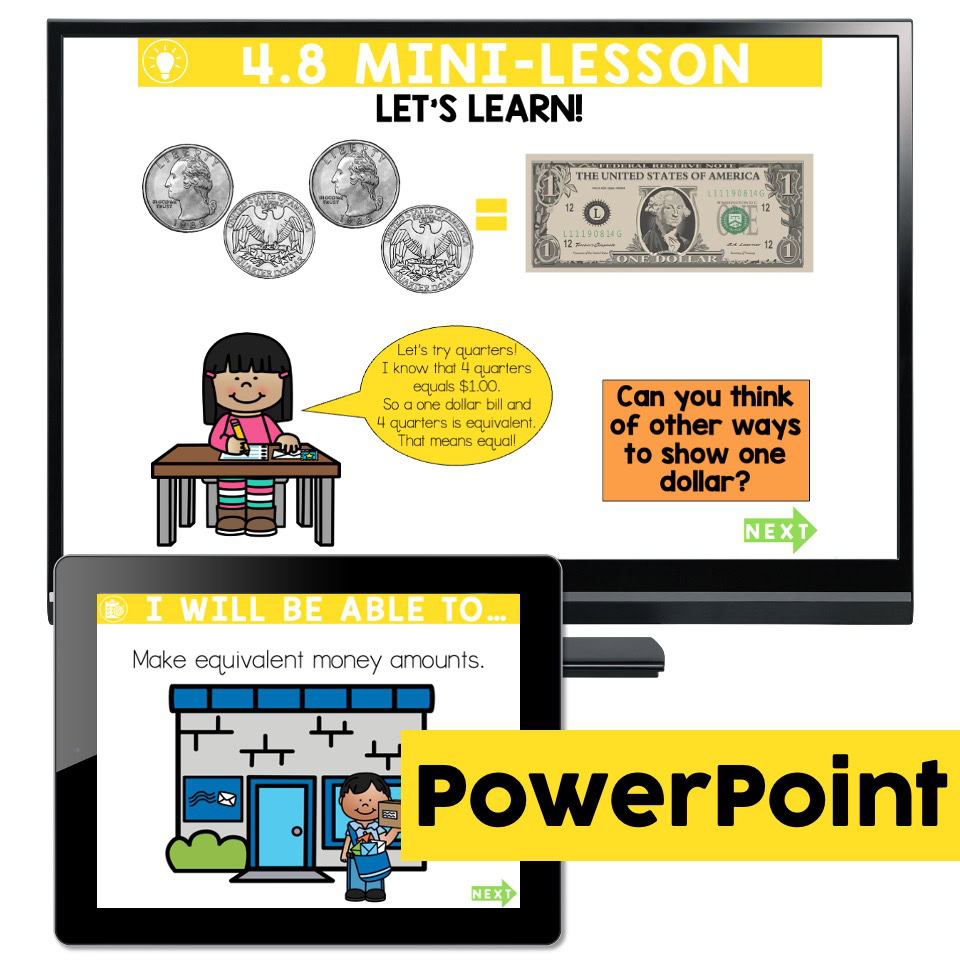 Lucky to Learn Math - Equivalent Money Amounts - Lesson 4.8 - Teaching ...