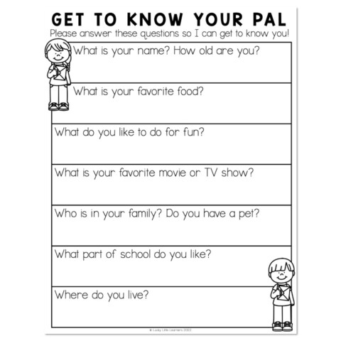Pen Pal Pack - Get to Know Your Pal - Lucky Little Learners