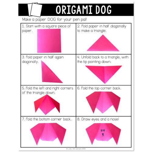 Pen Pal Pack - Origami Dog - Lucky Little Learners