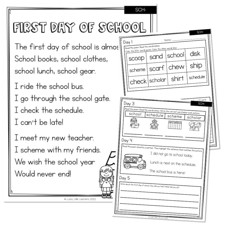 Phonics Poems - SCH Blend - Lucky Little Learners
