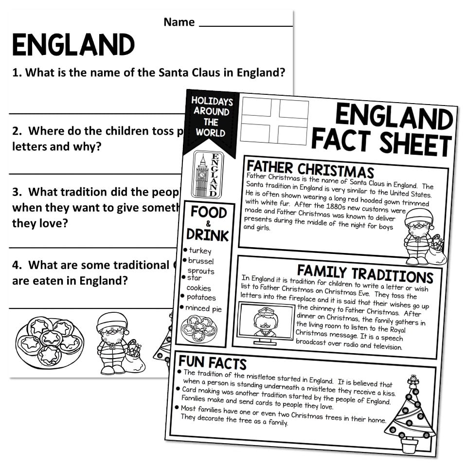 Holidays Around the World - England Reading Passage - Lucky Little Learners