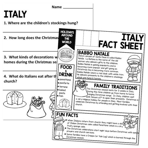 Holidays Around the World - Italy Reading Passage - Lucky Little Learners