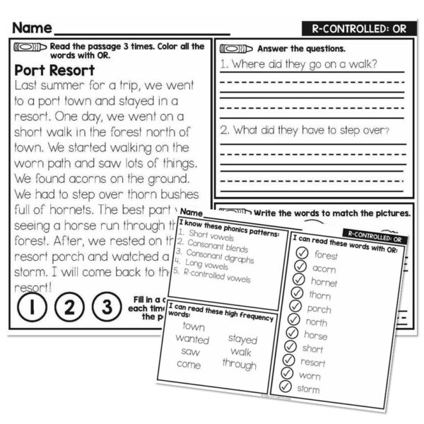 2nd Grade Decodable Phonics Passage - R-Controlled - OR - Lucky Little ...
