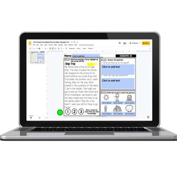 Digital 2nd Grade Decodable Phonics Passages - Digraphs - SH - Lucky ...
