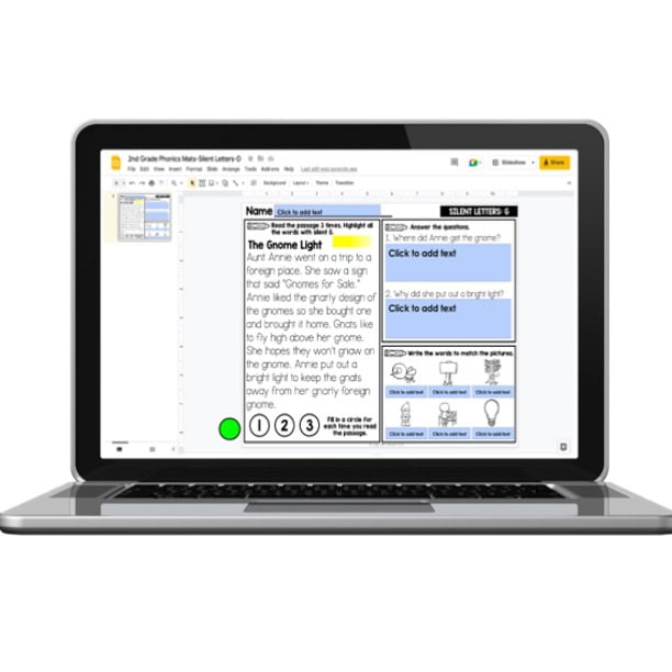 Digital 2nd Grade Decodable Phonics Passages - Silent Letters - G ...