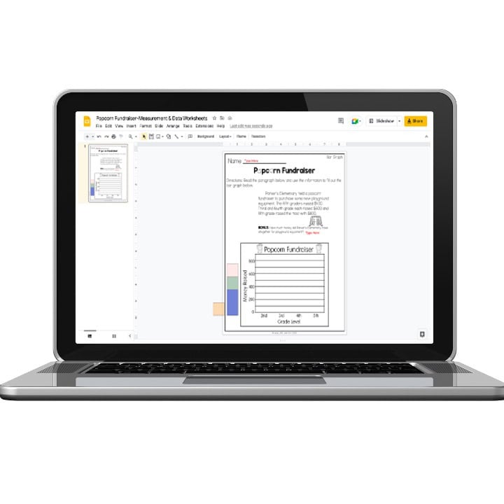 Digital 2nd Grade Math Worksheets - Graphing - Popcorn Fundraiser ...