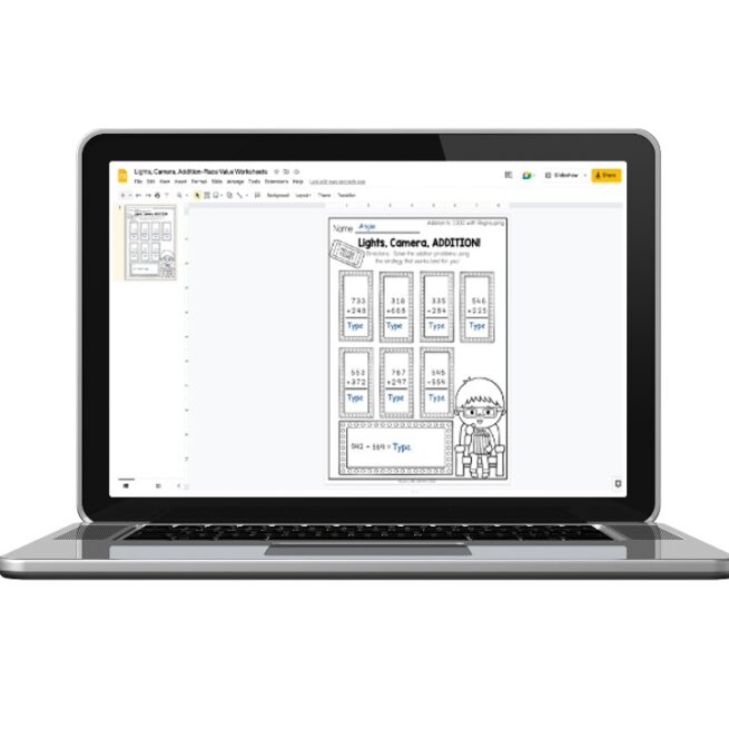 Digital 2nd Grade Math Worksheets - Place Value - Lights, Camera ...
