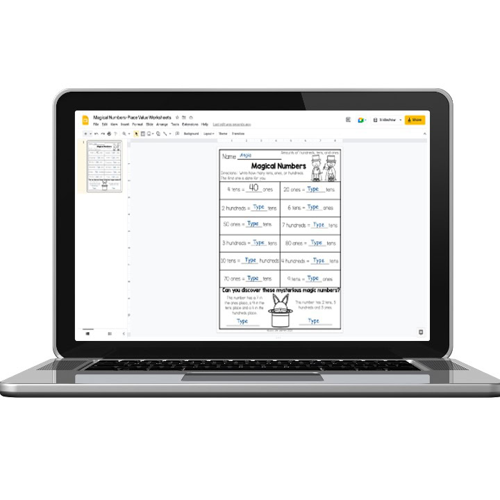 Digital 2nd Grade Math Worksheets - Place Value - Magical Numbers ...