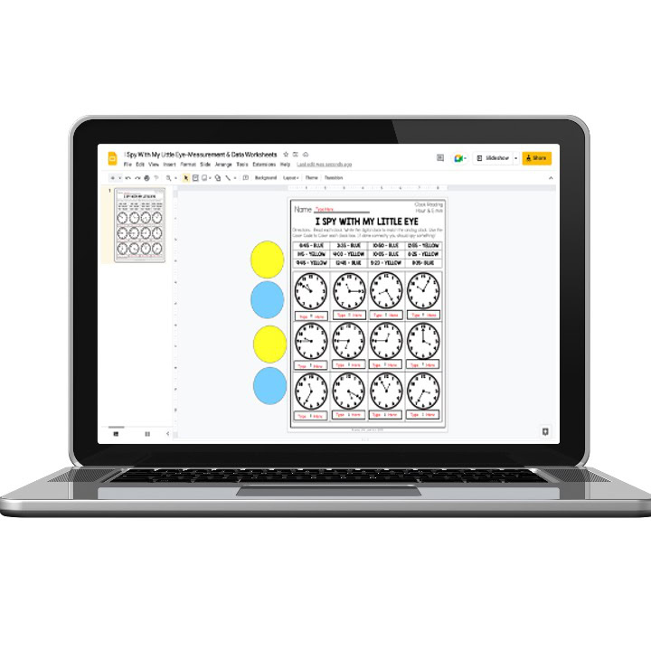 Digital 2nd Grade Math Worksheets - Time - I Spy with My Little Eye ...