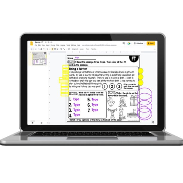 Digital 2nd Grade Phonics Mats - Blends - FT - Lucky Little Learners