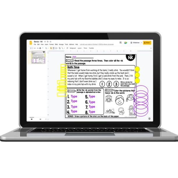 Digital 2nd Grade Phonics Mats - Blends - NK - Lucky Little Learners