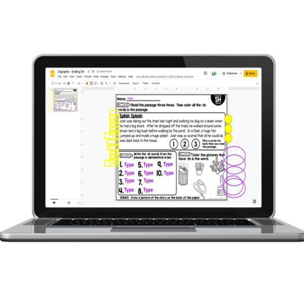 Digital 2nd Grade Phonics Mats - Digraphs - Ending SH - Lucky Little ...