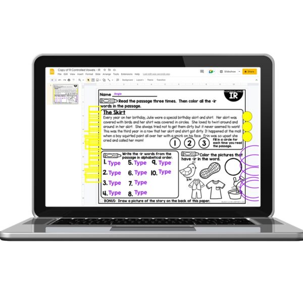 Digital 2nd Grade Phonics Mats - R-Controlled Vowels - IR - Lucky ...