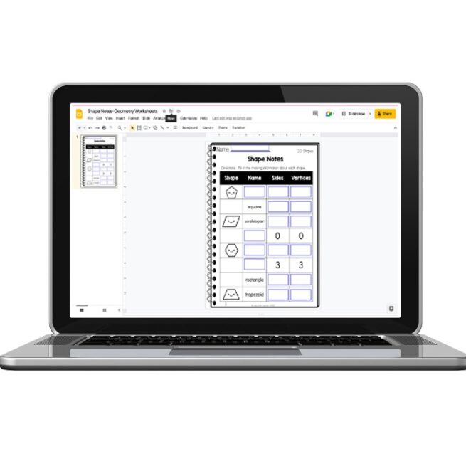 Digital Math Worksheets - Geometry - Shape Notes - Lucky Little Learners