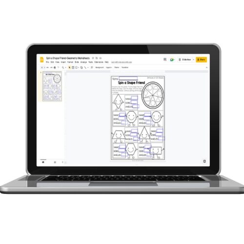 Digital Math Worksheets - Geometry - Spin a Shape Friend - Lucky Little ...