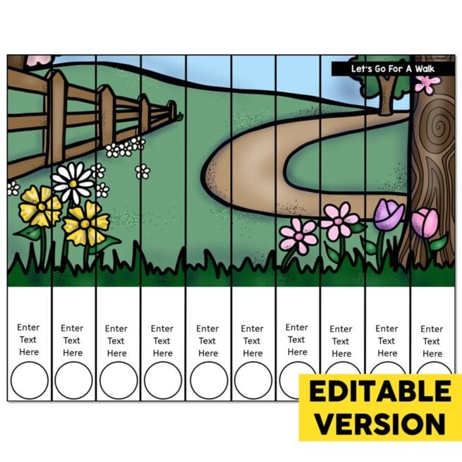 Editable April Math Puzzle - Let's Go For A Walk - Lucky Little Learners