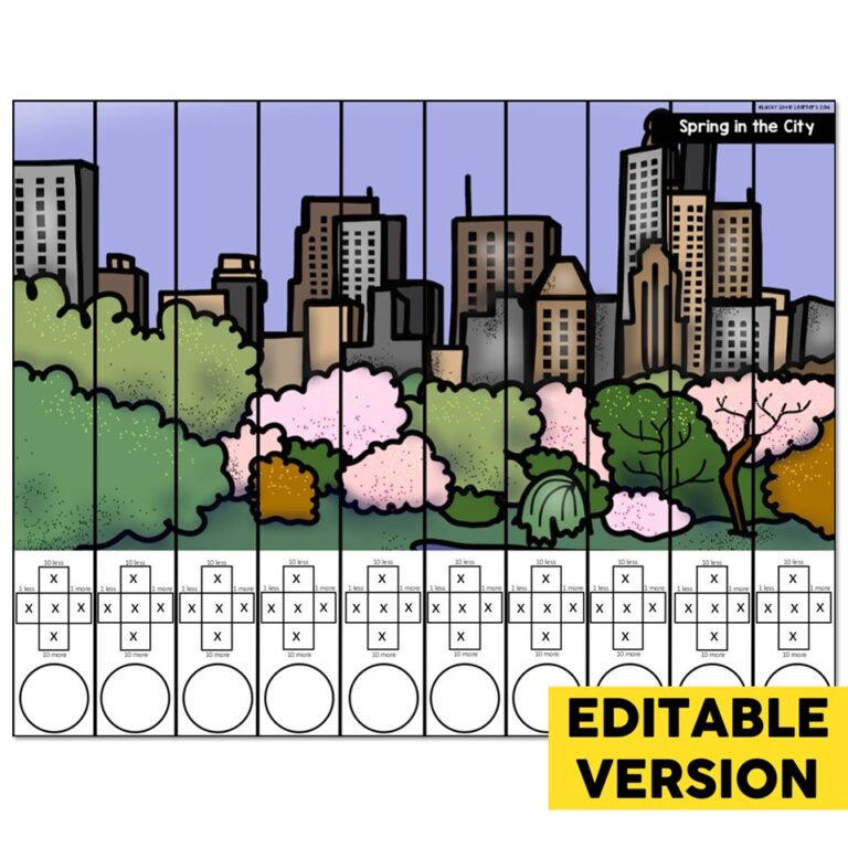Editable April Math Puzzle - Spring in the City - Place Value Boxes ...