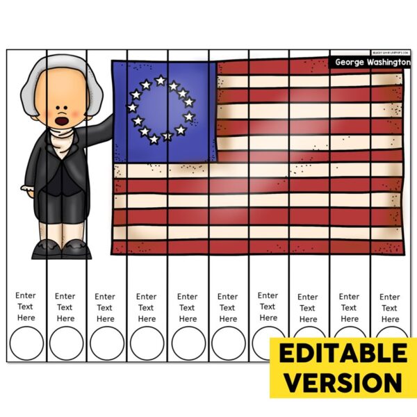 Editable February Math Puzzle – George Washington - Lucky Little Learners