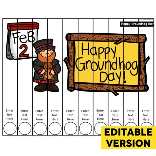 Editable February Math Puzzle – Happy Groundhog Day - Lucky Little Learners
