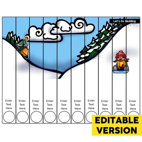 Editable January Math Puzzle – Let's Go Sledding - Lucky Little Learners