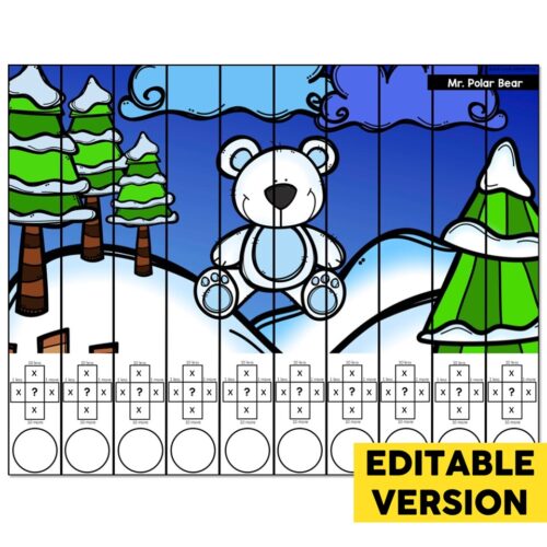 Editable January Math Puzzle – Mr. Polar Bear - 1 and 10 More/Less ...